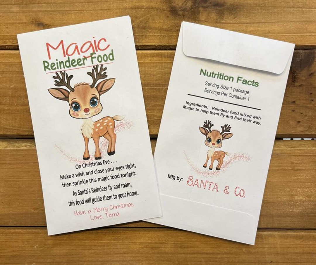 Christmas Magic Reindeer Food Empty Envelope Favor Packets, You Fill ...
