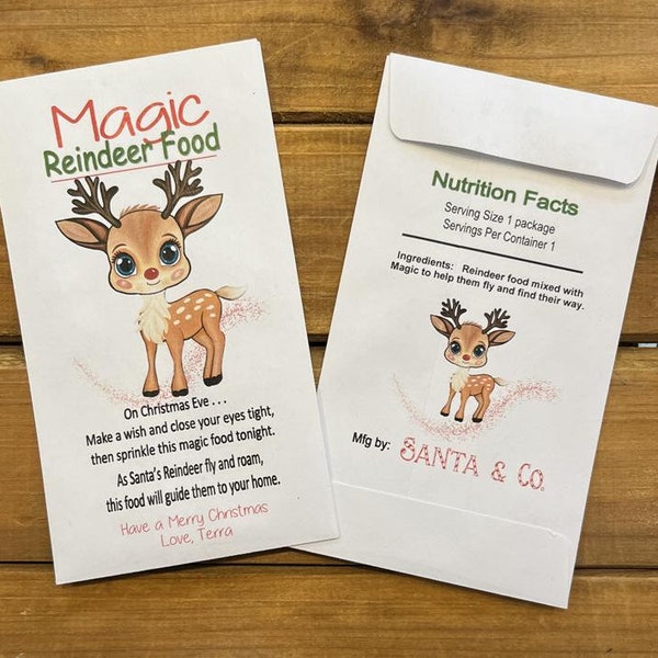 Reindeer Food Label - Etsy