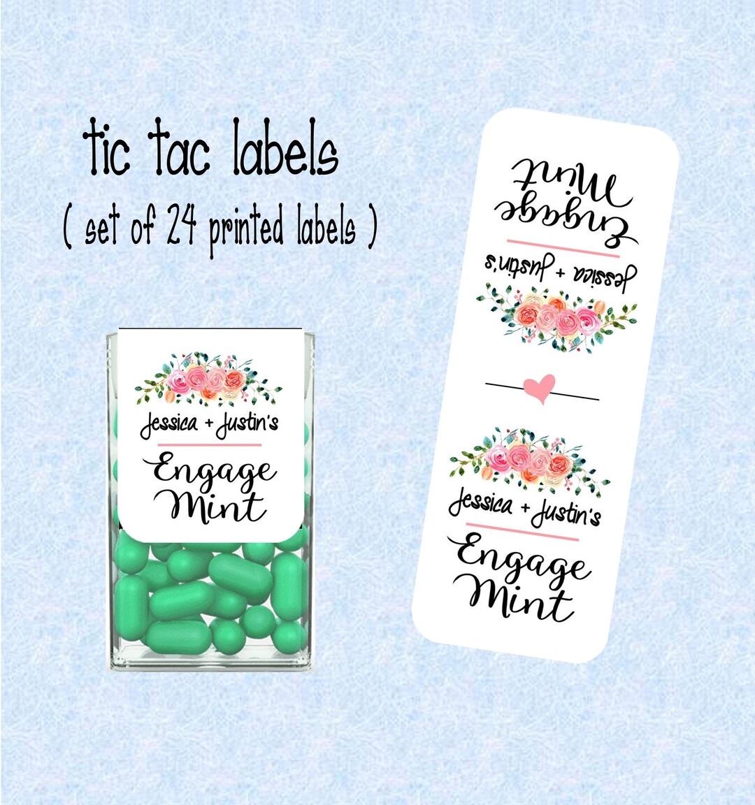 Engagement Favor Tic Tac Labels, Engage Mint, Wedding Favor, Stickers ...