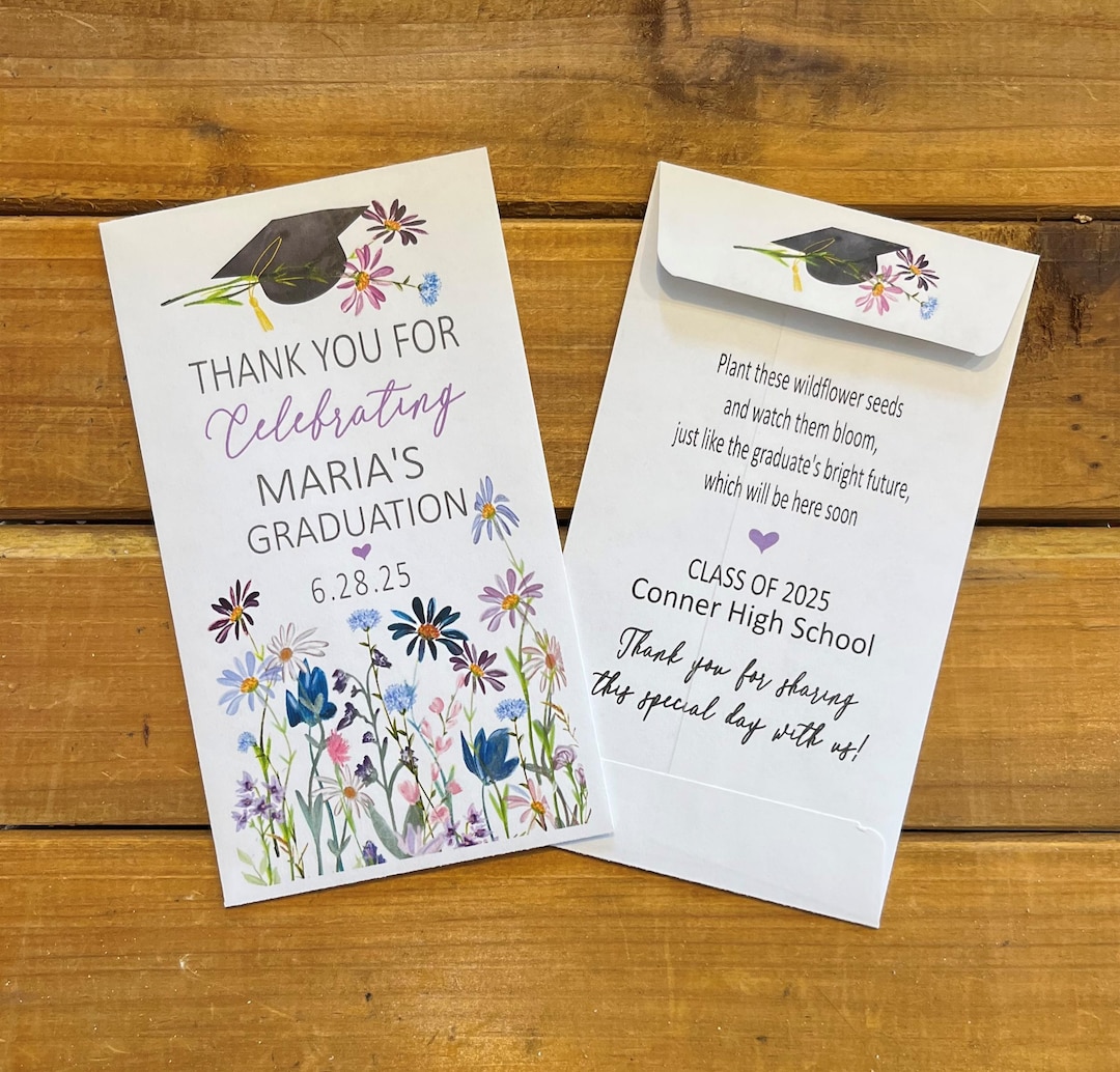 Graduation Favor Wildflower Seed Packets Lavender, Purple With Cap ...