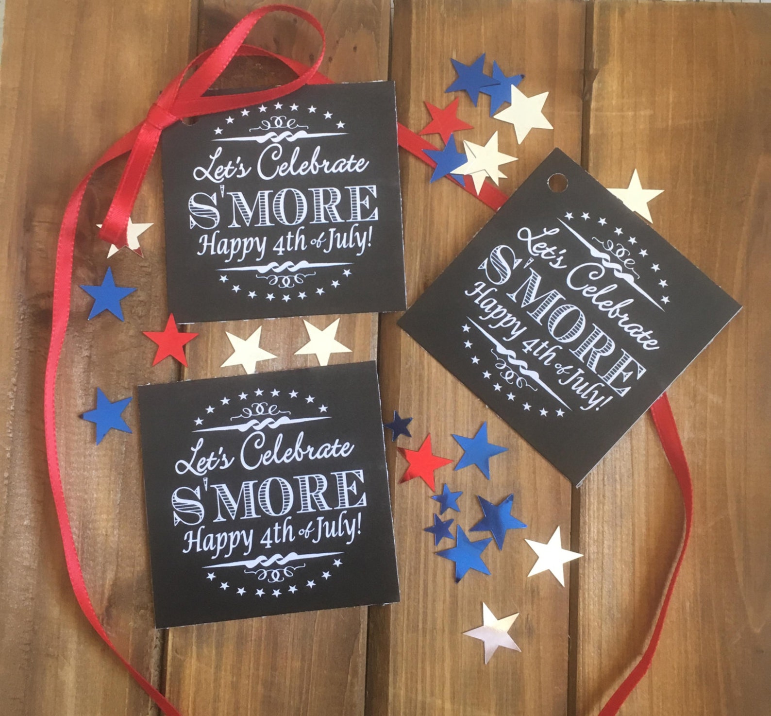 Smore s'more 4th of July Chalkboard Favor Tag 3 X - Etsy