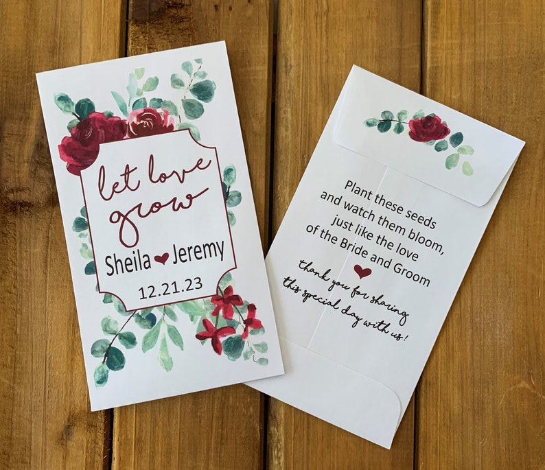 Red Cranberry Roses With Eucalyptus Wedding Let Love Grow Seed - Etsy