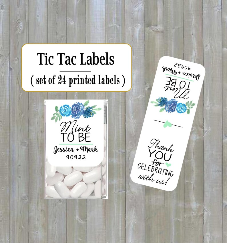 Blue Flowers Tic Tac Labels Mint to Be Wedding Favors - Etsy