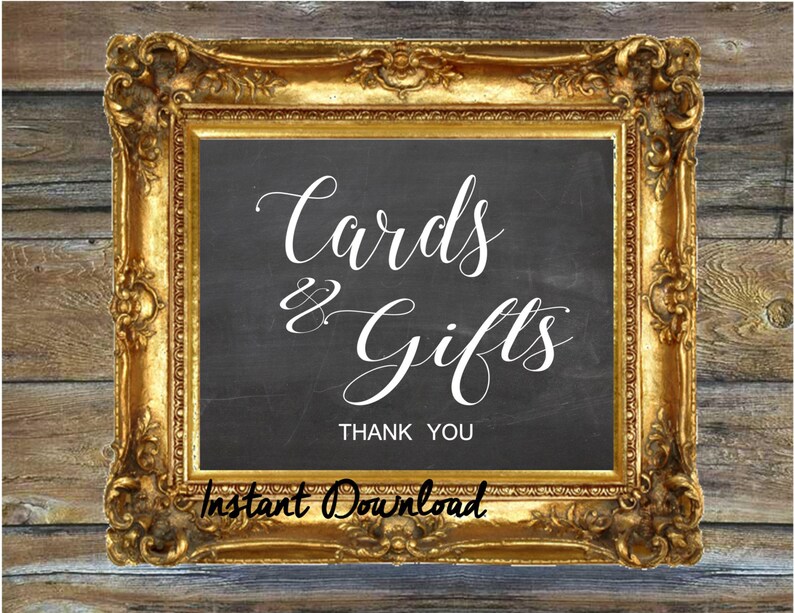 Cards and Gifts Thank You Chalkboard Sign Instant Download - Etsy