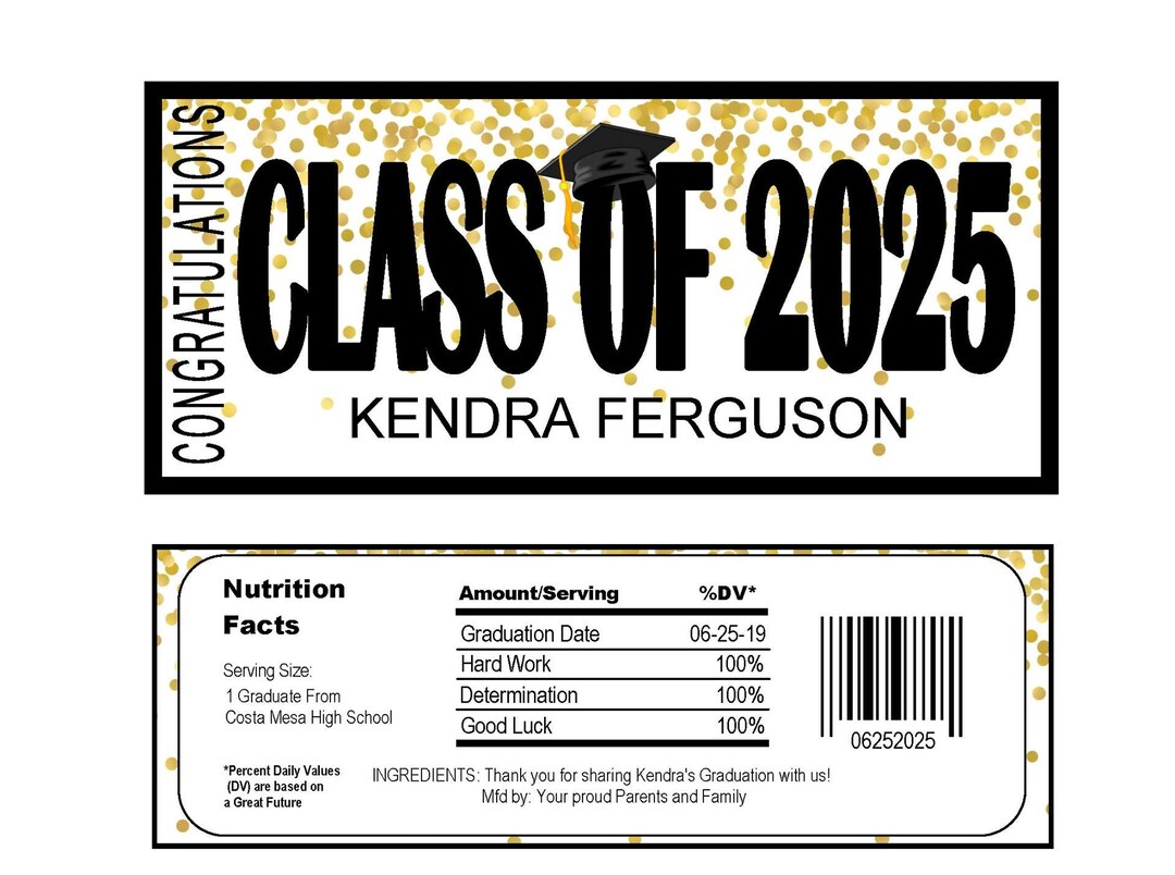 Graduation Candy Bar Wrapper Class of 2025 Instant Download Editable ...