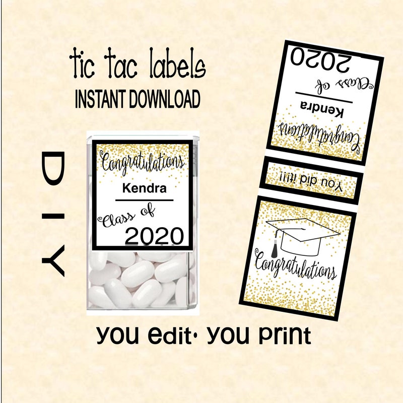 Tic Tac Label - Etsy