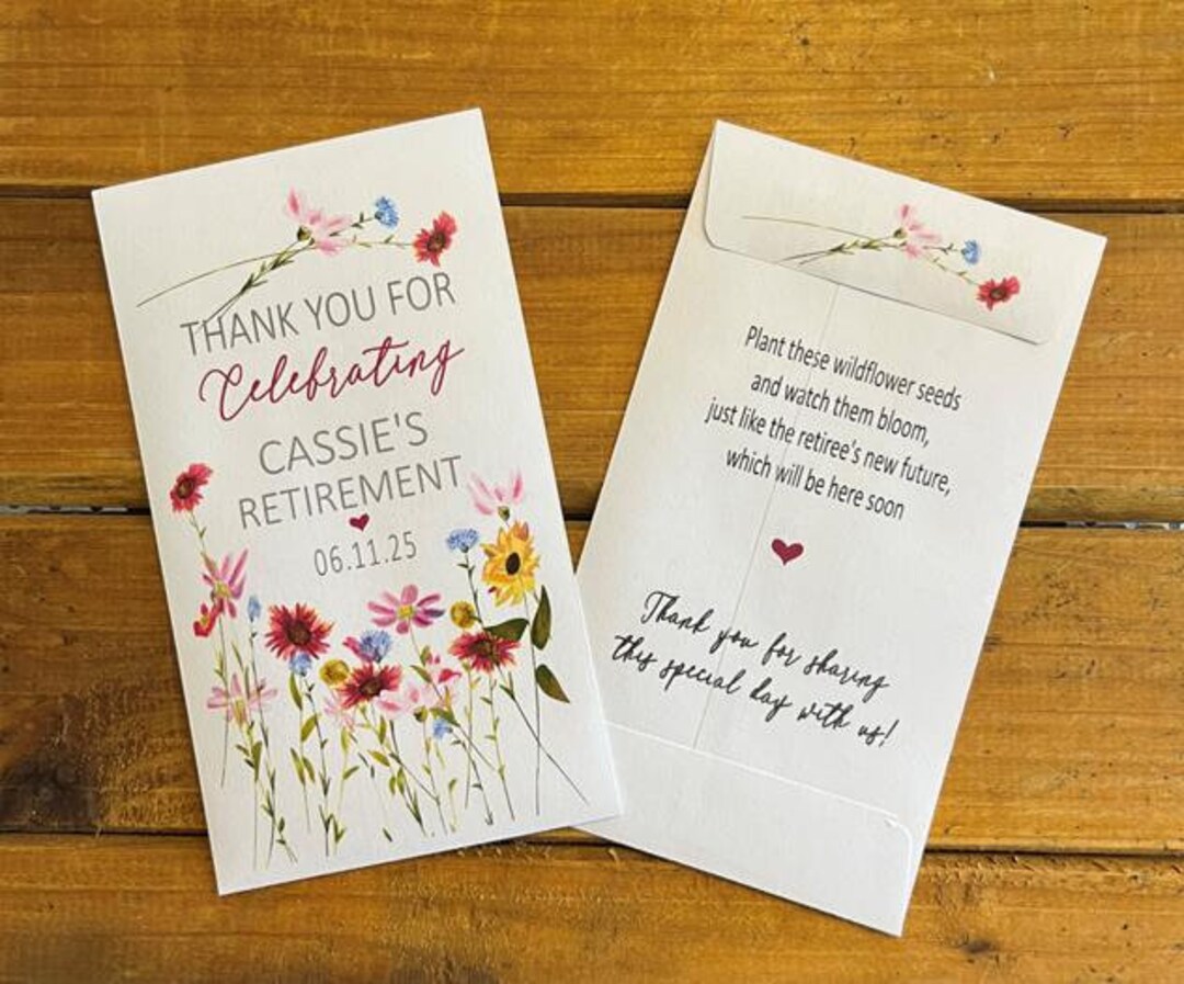 Retirement Favor Wildflower Seed Packets, to Celebrate Your Retirement ...