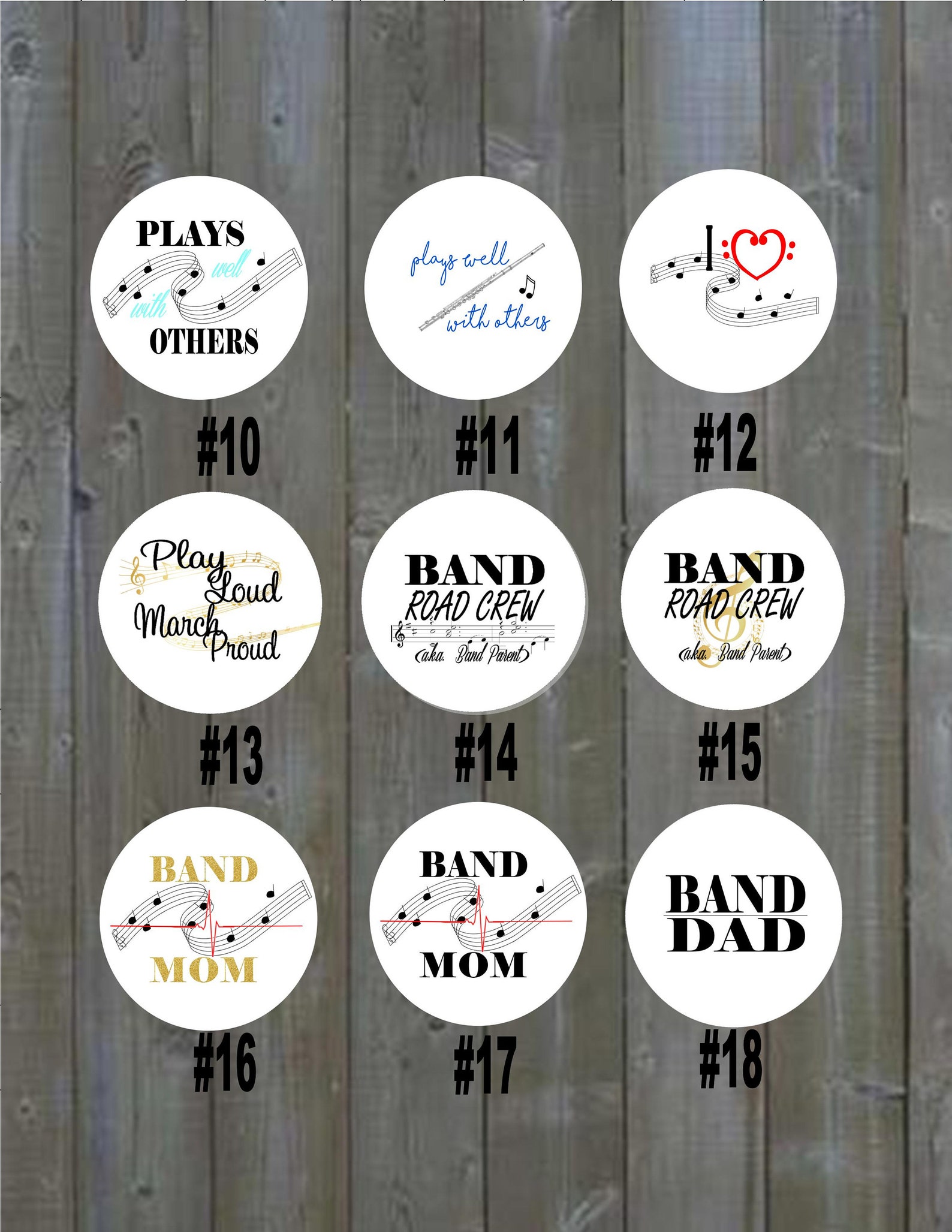 Marching Band Favors, Button Badges, Music Buttons, With Pin Backs 2.25 ...
