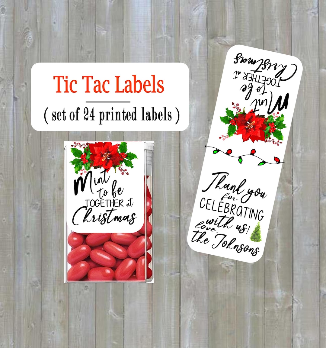 Christmas Tic Tac Labels, Mint to Be Together, Favor, Customized - (set ...