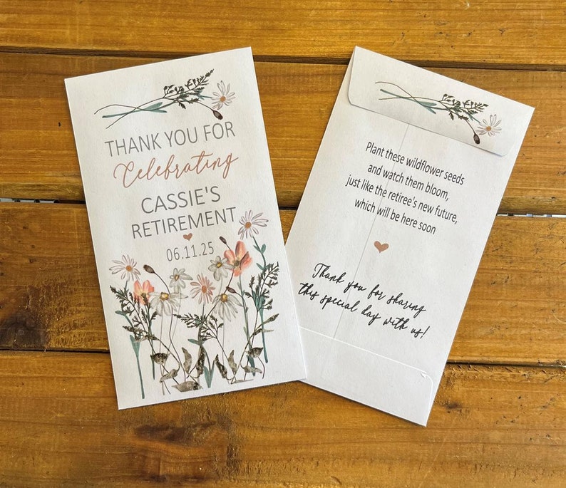 Retirement Wildflower Seed Packet Favors, to Celebrate a Retirement ...