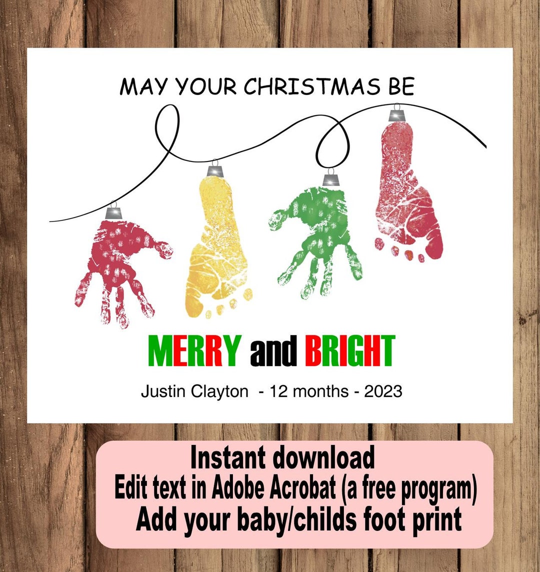 Christmas Merry and Bright Footprint Handprint Art, Do It Yourself ...