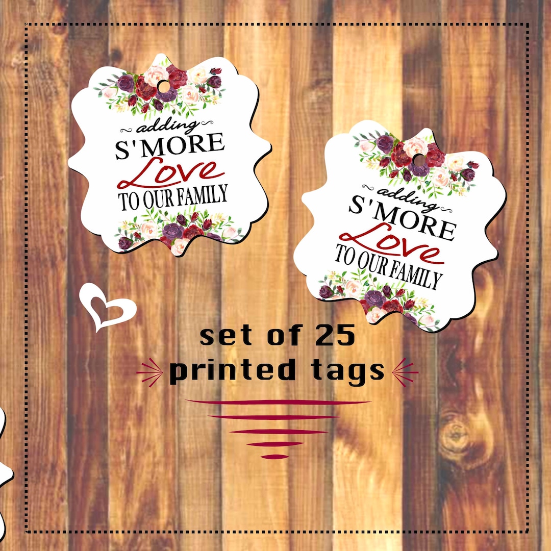 Smore (s'more) Love to Our Family (set of 25) Baby Shower Favor Tag 3 ...