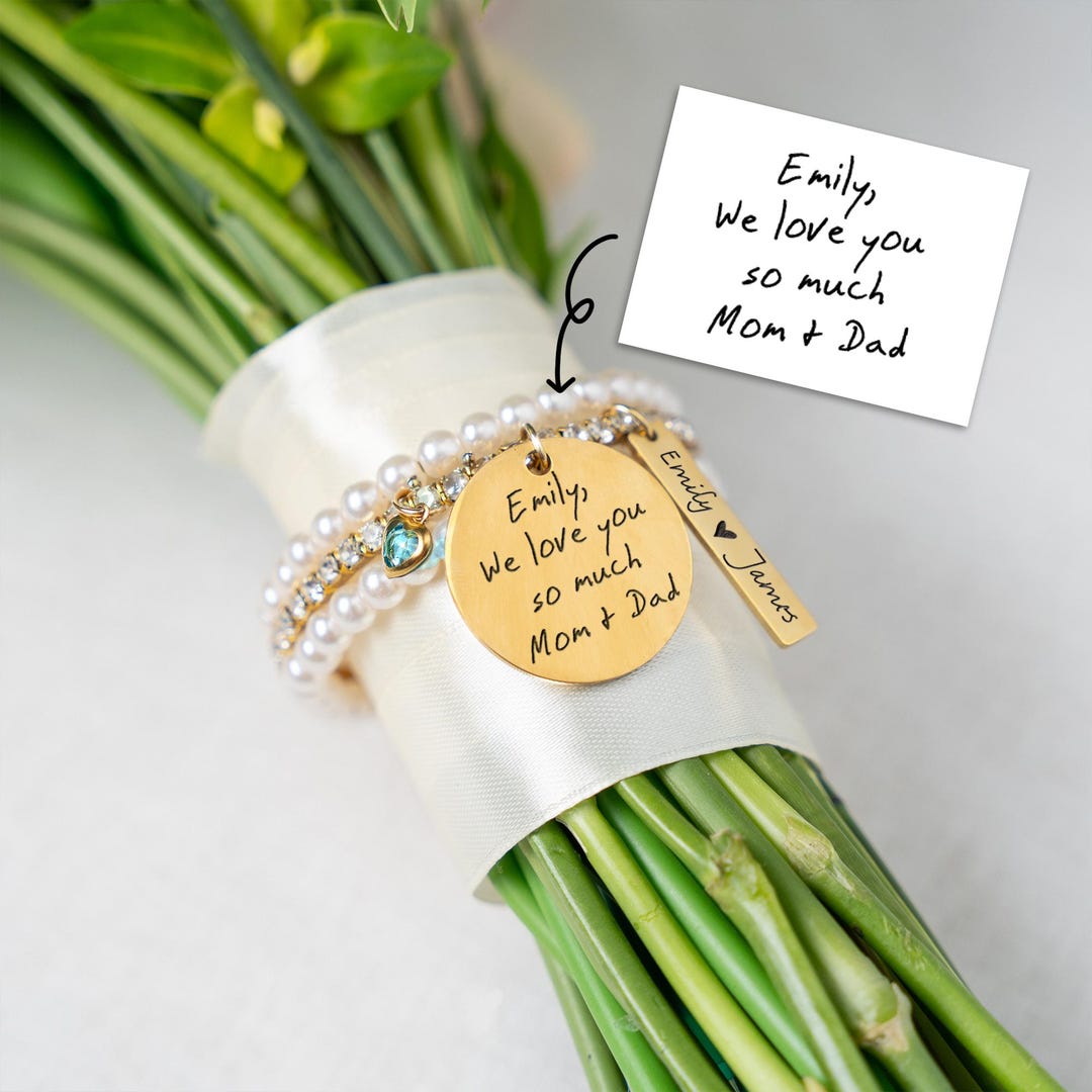 Actual Handwriting Bridal Bouquet Charm, Personalized Wedding Gifts for ...