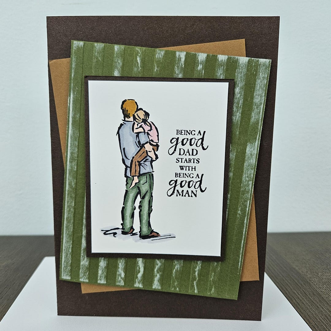 Handmade Birthday Card for Dad, Hand-colored, Stamped Design, Custom ...