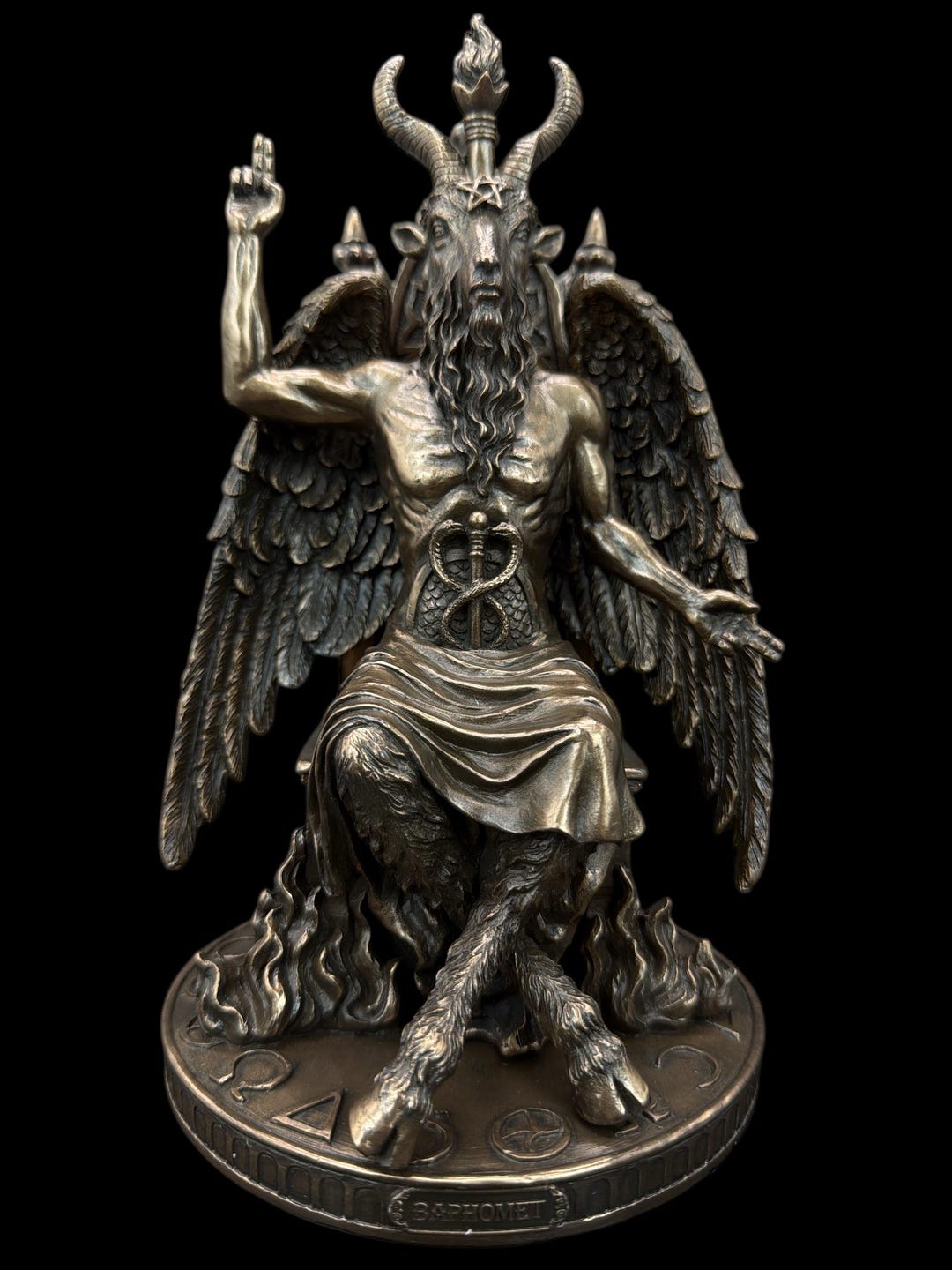 Sculpture, Statuette Figurine Seated BAPHOMET Symbol of Balance ...