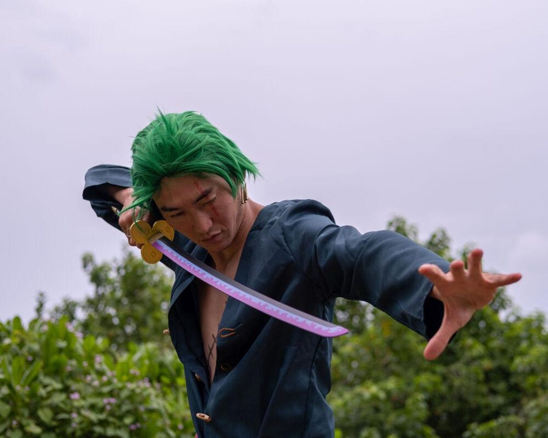 Roronoa Zoro Purple Enma One Piece Wooden Katana Sword With Belt and ...
