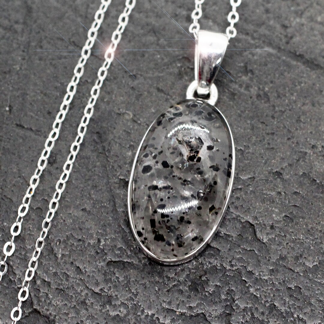 A Silver Lining - Natural Hematite in Quartz Sterling Silver Necklace ...