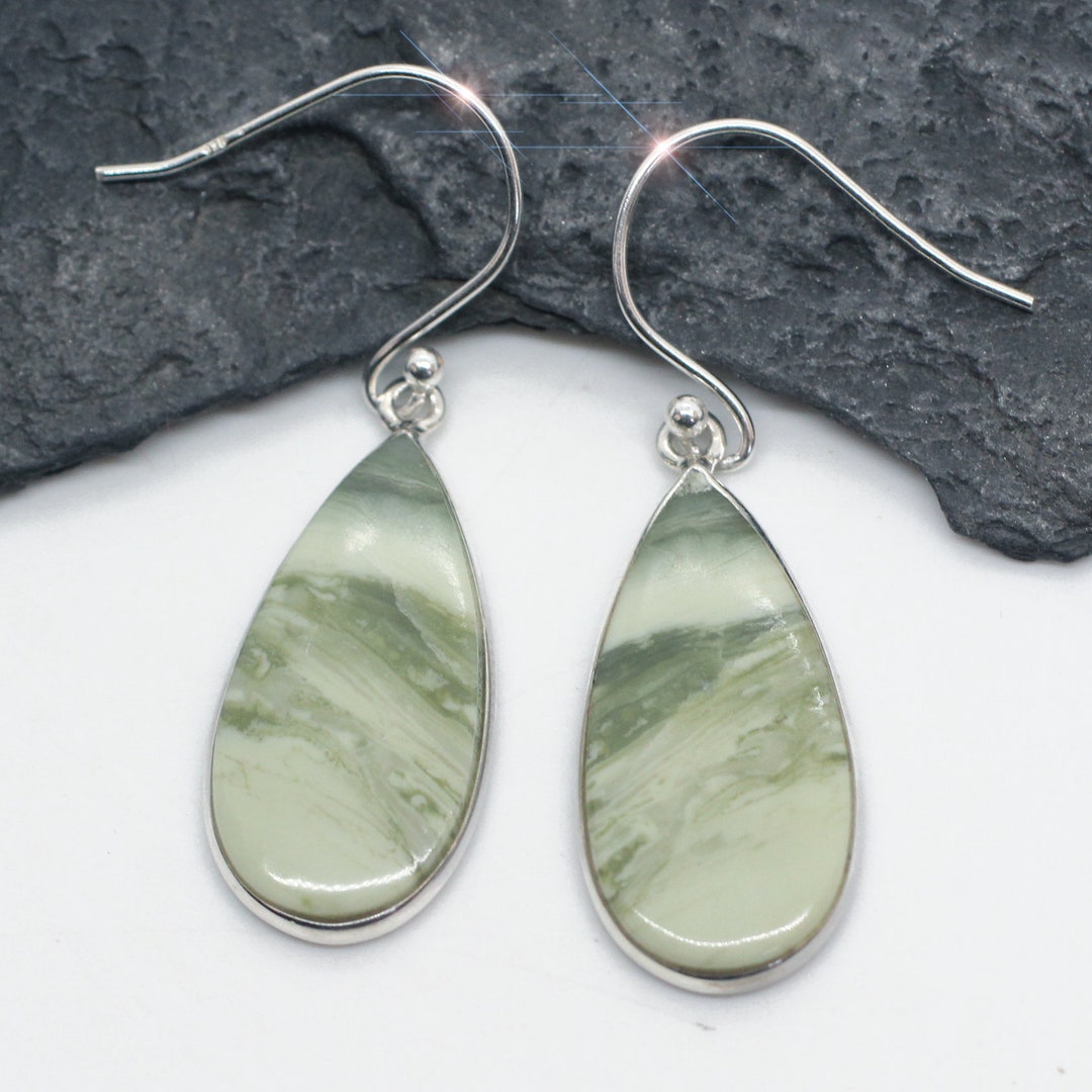 Nature's Camouflage - Beautiful Larsonite Drop Sterling Silver Earrings ...