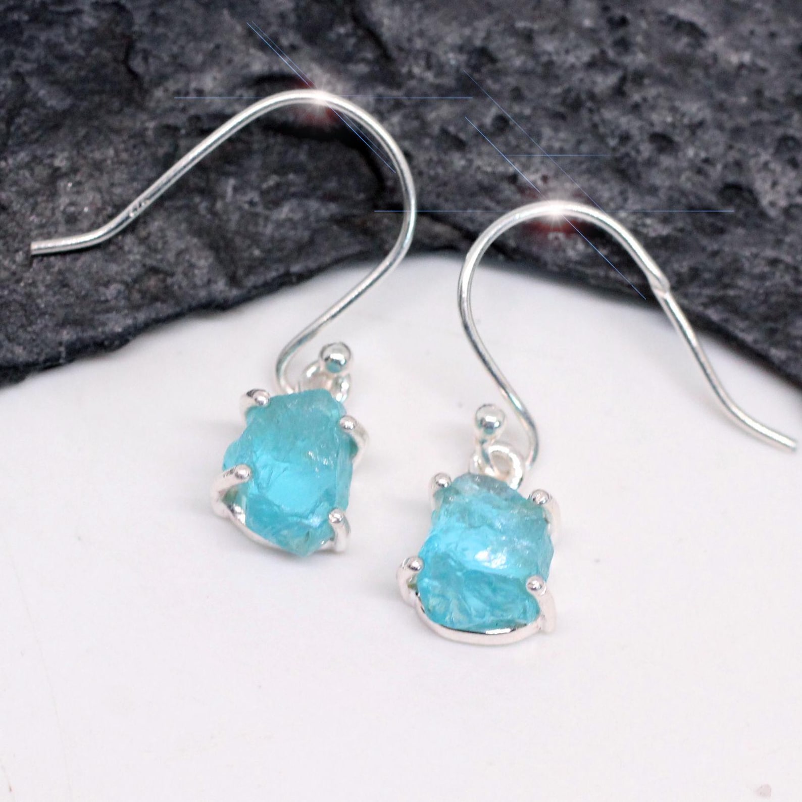Cerulean Sky - Beautiful Natural Neon Blue Apatite Rough Sterling ...