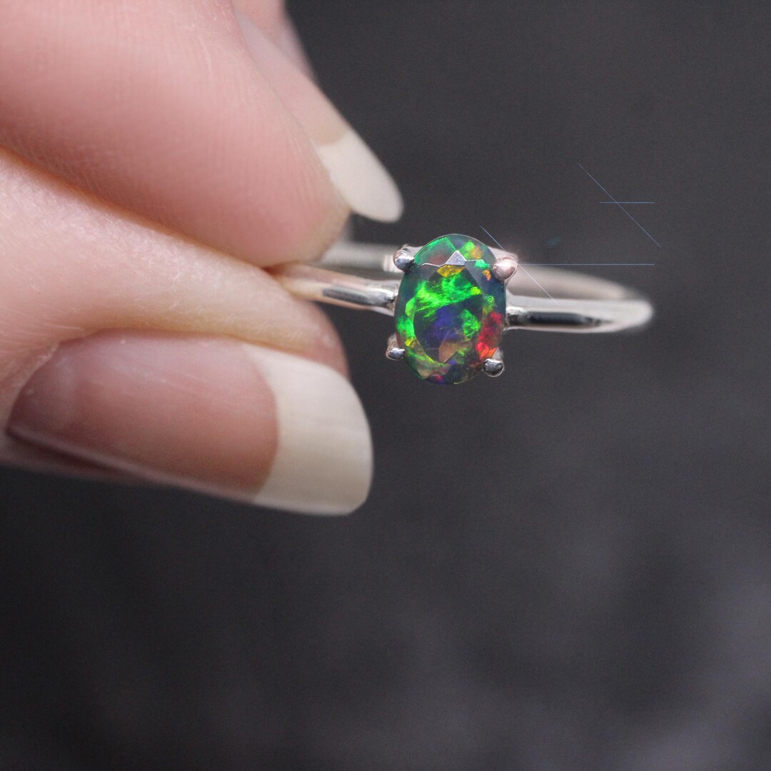 Geology's Rainbow - Genuine Faceted Black Chalama Opal Sterling Silver ...
