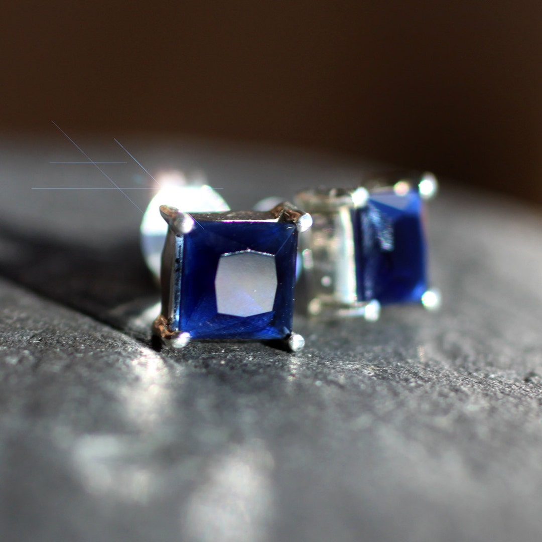 Midnight Blue Beautiful Princess Cut Royal Blue Genuine Sapphire ...