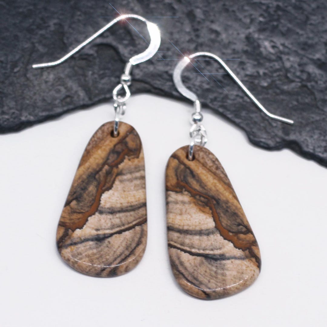 Antelope Canyon - Landscape Jasper Sterling Silver Earrings - Etsy