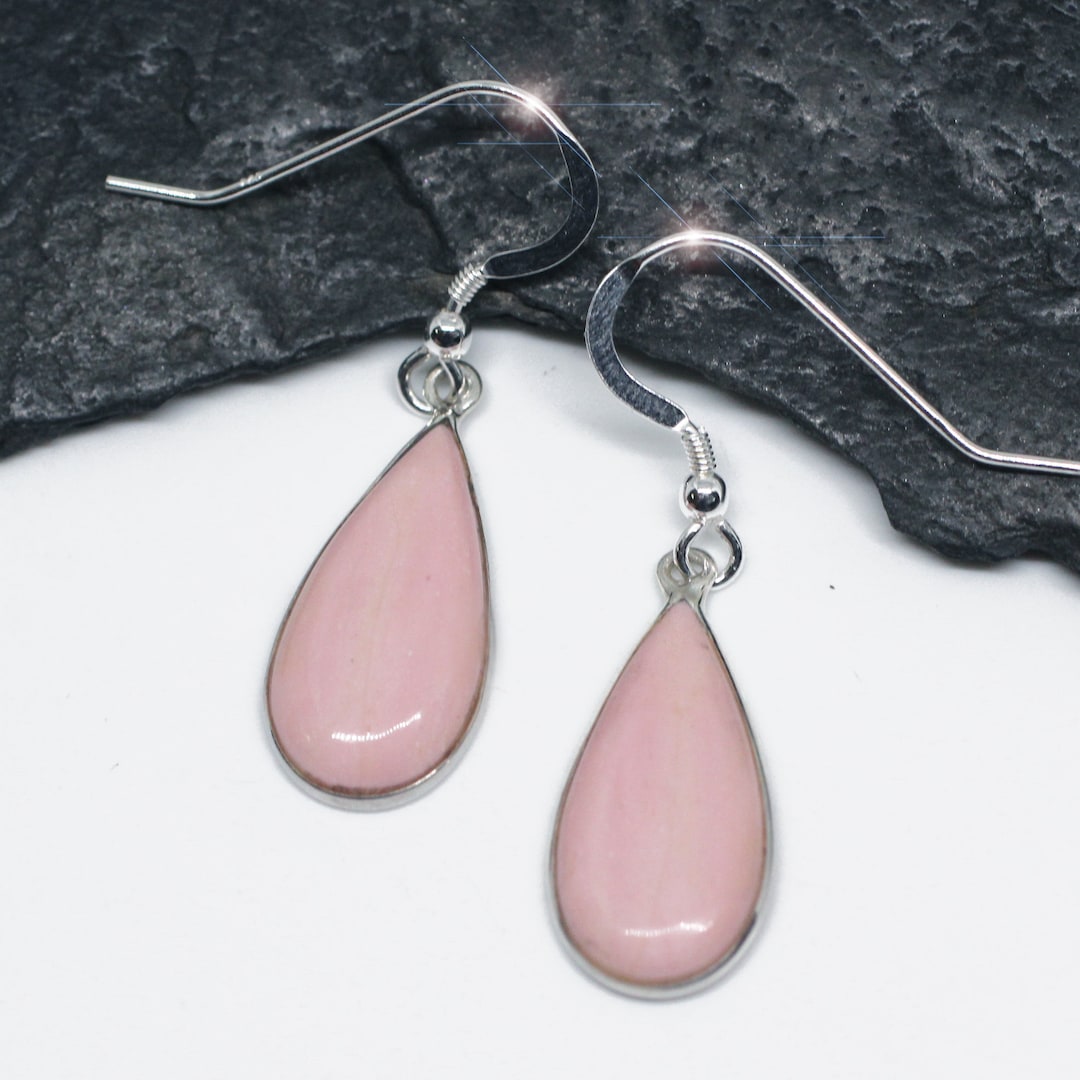 The Power of Pink - Peruvian Pink Opal Drop Sterling Silver Earrings - Etsy