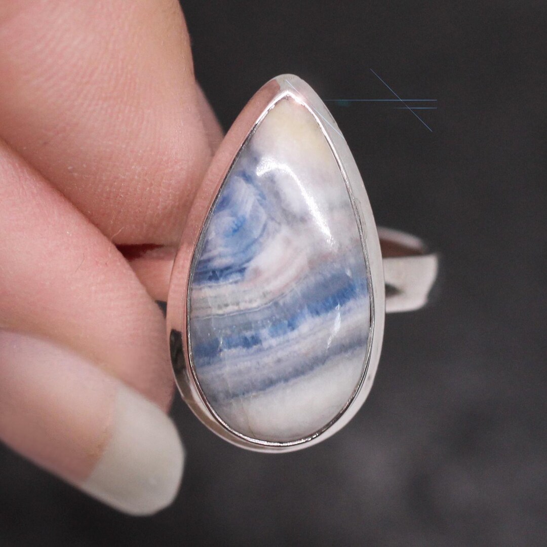 Ocean Shore Blue Scheelite Sterling Silver Ring Size 9.5 - Etsy