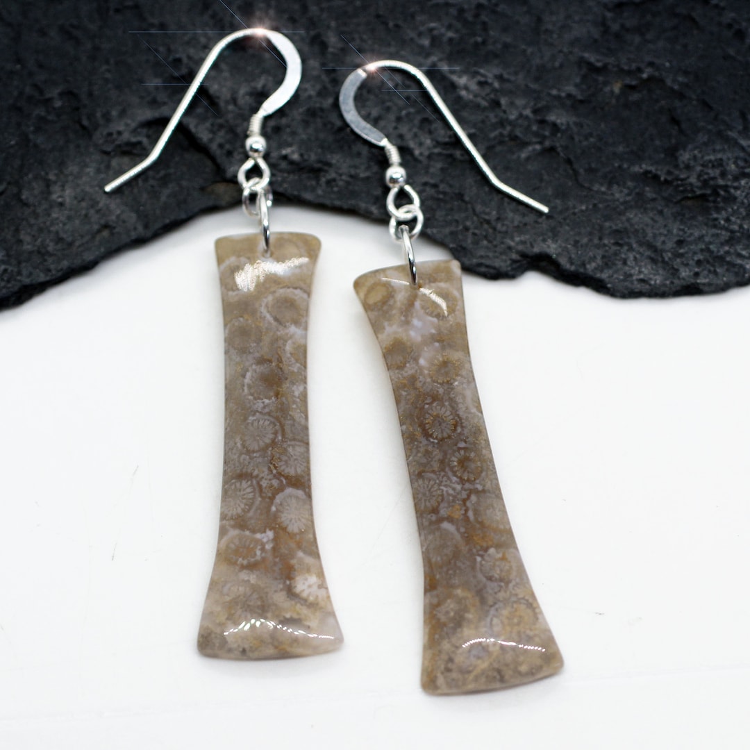 Simply Coral - Natural Coral Slice Sterling Silver Earrings - Etsy