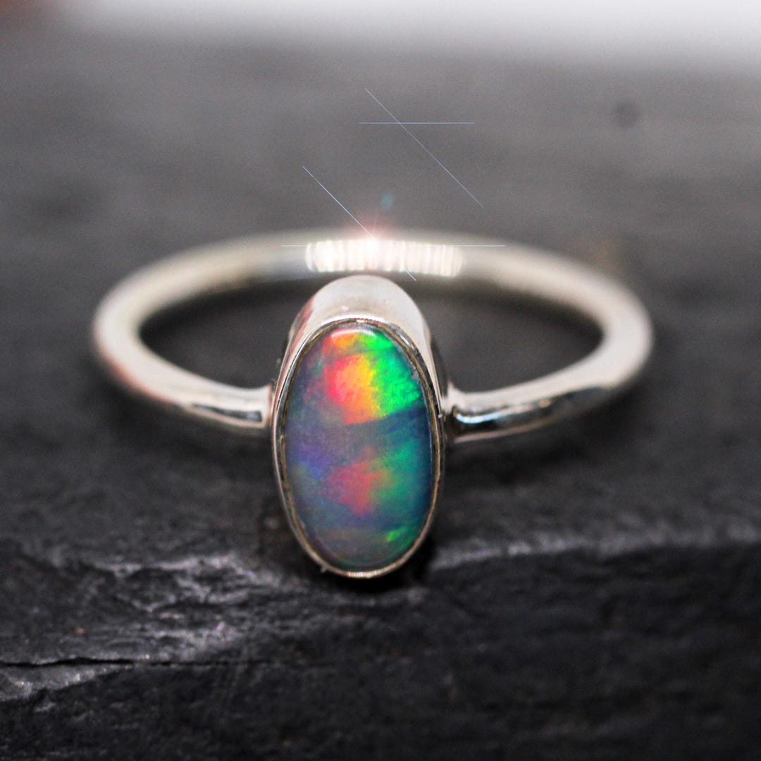 Geology's Rainbow - Genuine Welo Opal Sterling Silver Ring - Size 7.5 ...