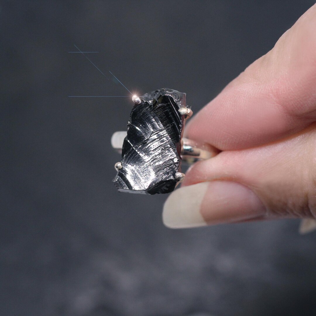 A Silver Lining - Raw Elite Shungite Sterling Silver Ring Size 7 - Etsy