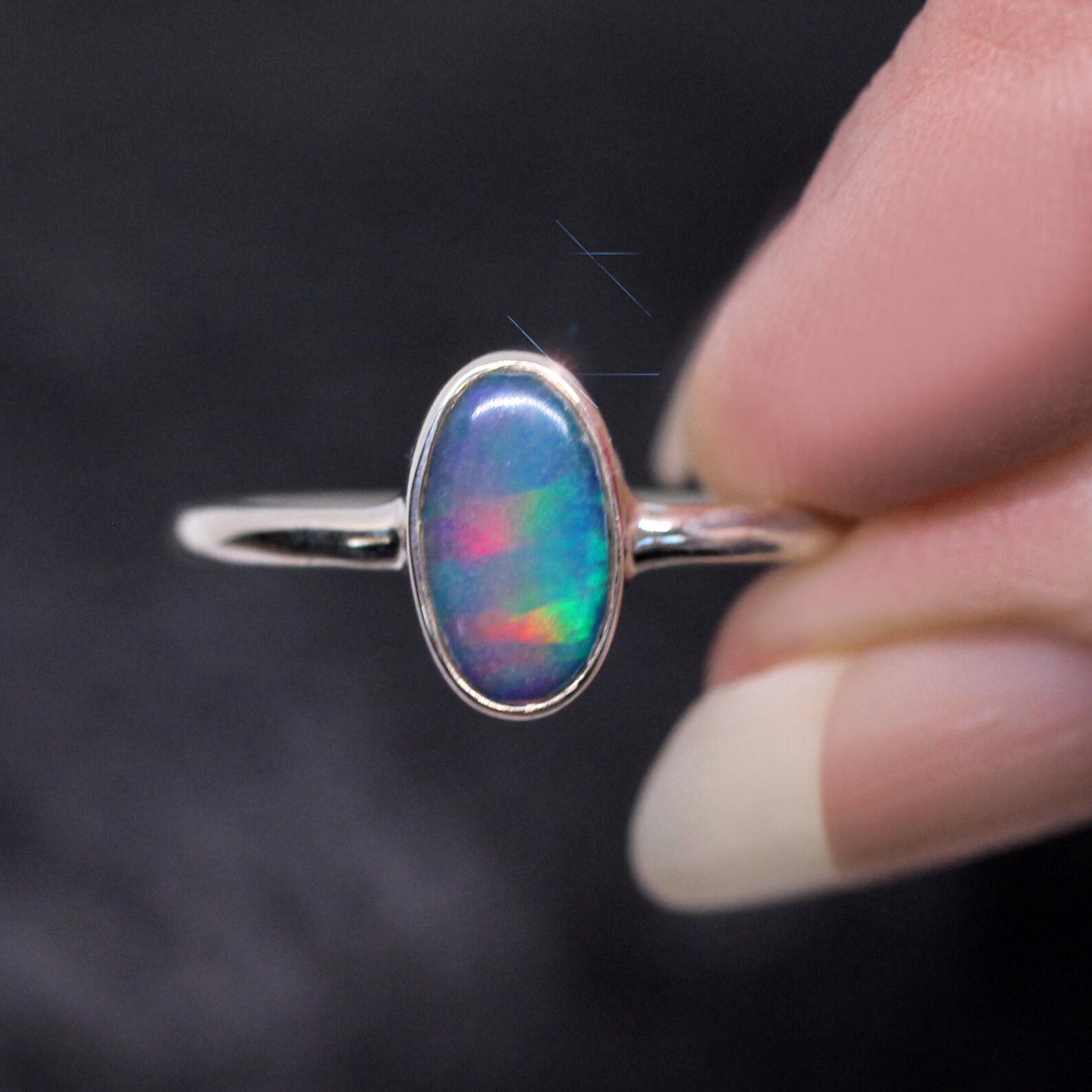 Geology's Rainbow - Genuine Welo Opal Sterling Silver Ring - Size 7.5 ...