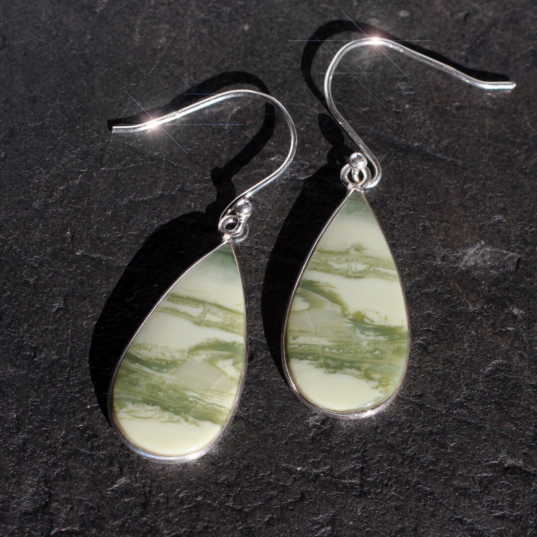 Nature's Camouflage - Beautiful Larsonite Drop Sterling Silver Earrings ...