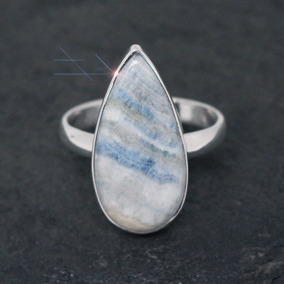 Ocean Shore - Blue Scheelite Sterling Silver Ring - Size 11 - Etsy
