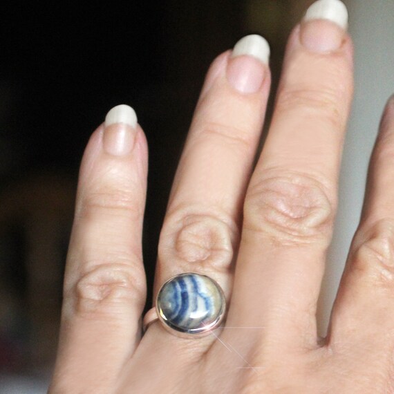 Ocean Shore Blue Scheelite Sterling Silver Ring Size 7 - Etsy
