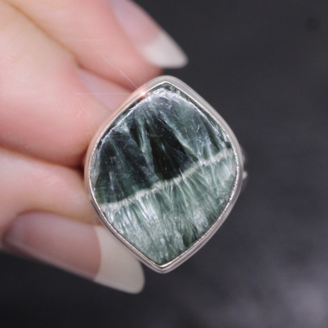 Angel Wings Seraphinite Sterling Silver Ring Size 6.5 - Etsy