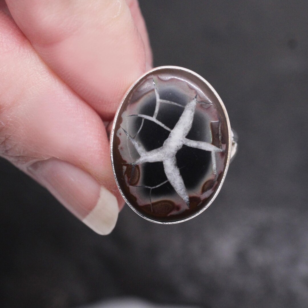 The Eclipse - Genuine Ancient Septarian Nodule Sterling Silver Ring ...