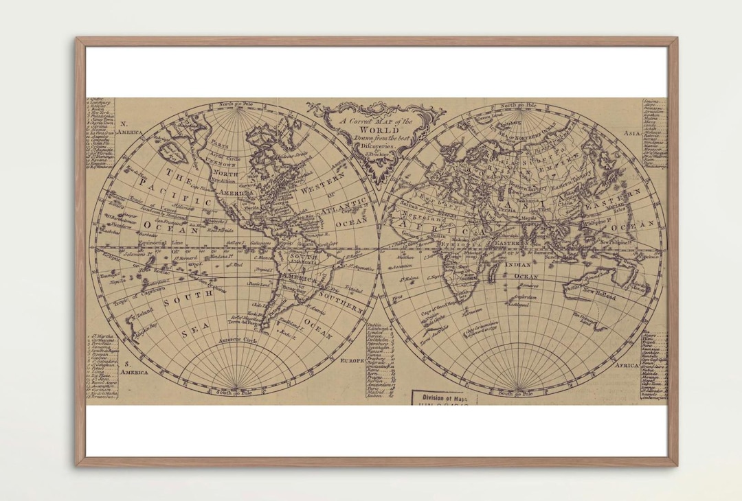 Vintage World Map Digital Download | Antique Map Printable | Historical ...