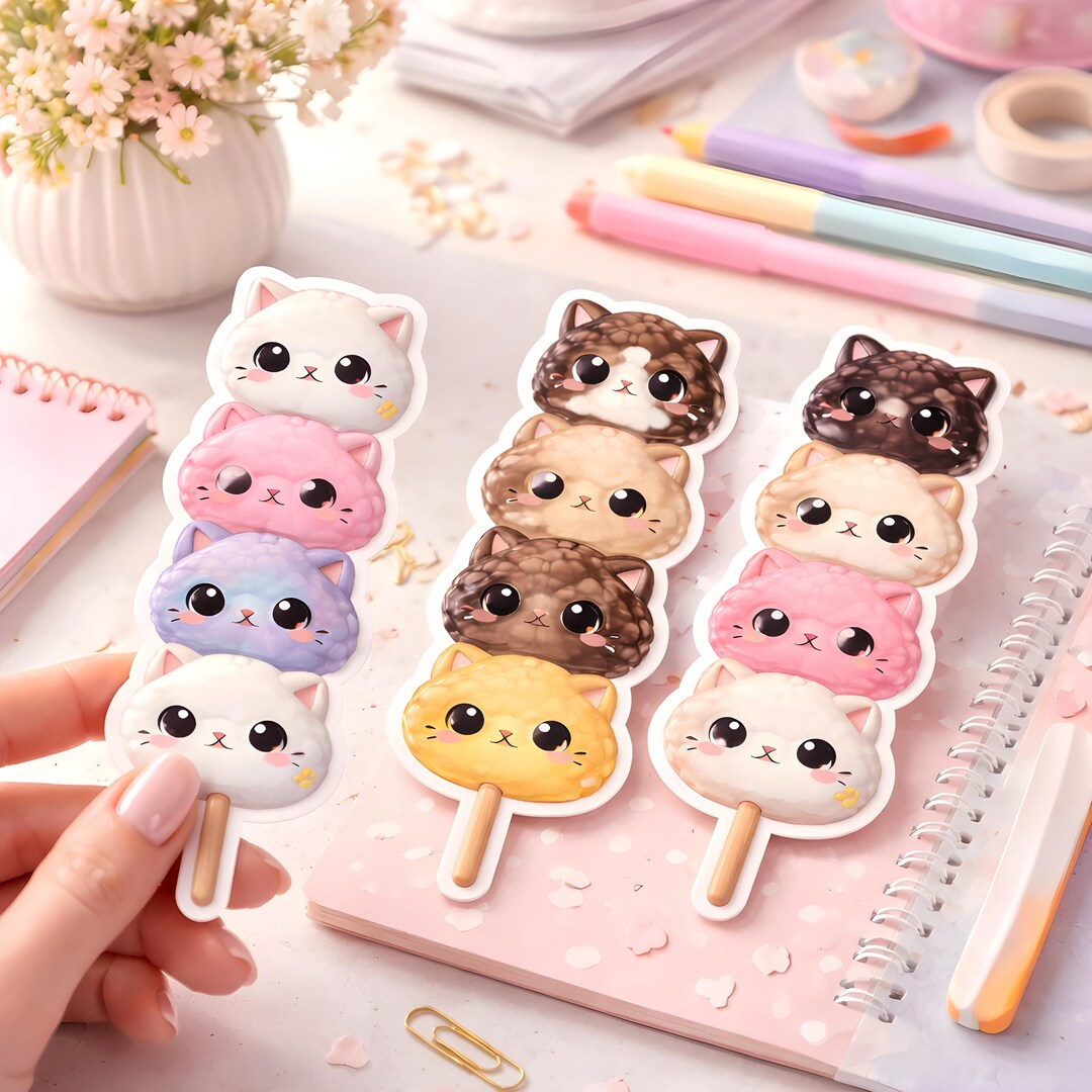 Crocheted Dango Sticker Set – Cute Amigurumi Dango, Pastel & Rainbow ...