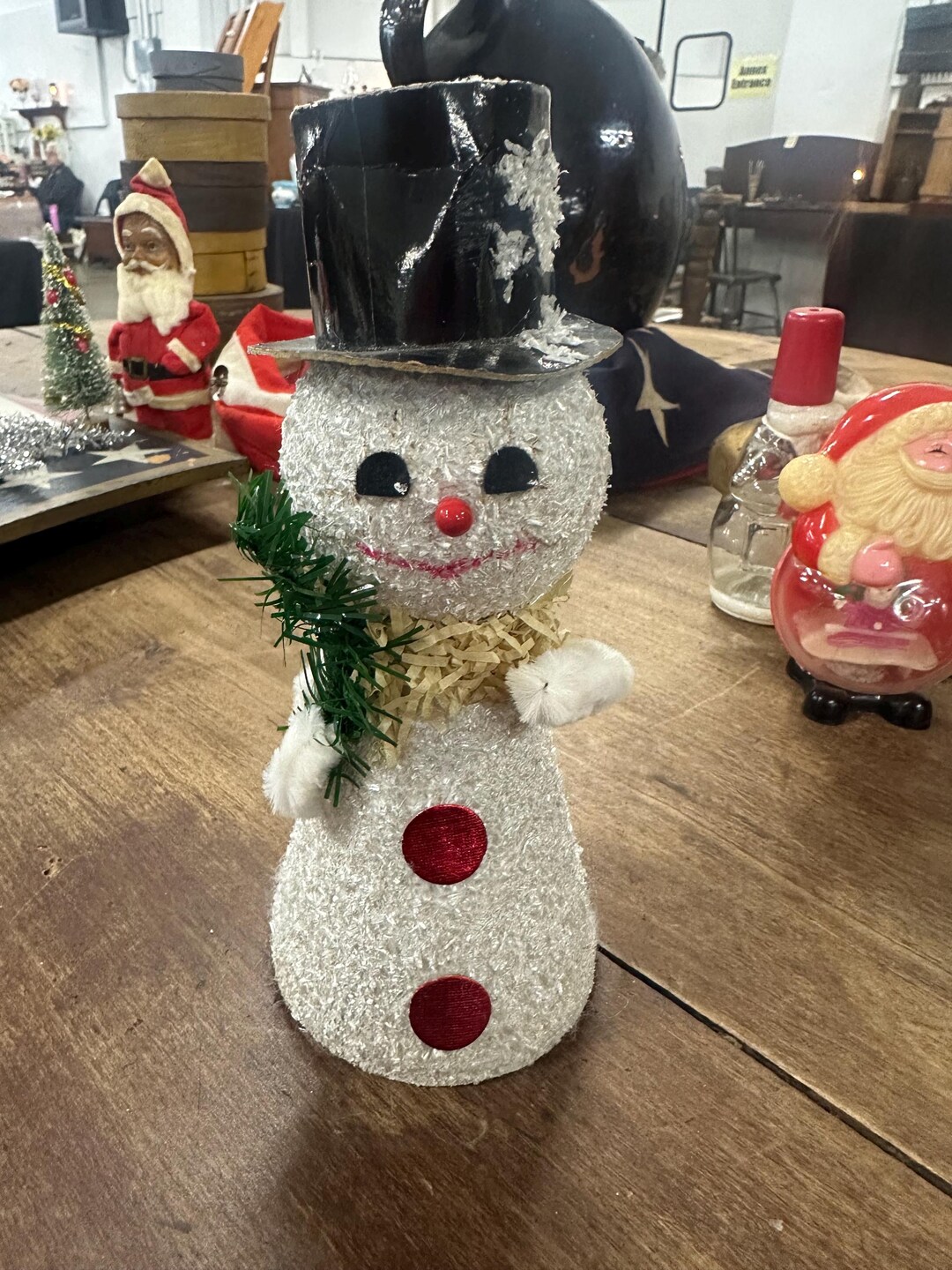 Vintage German Coconut Paper Mache and Cardboard Snowman Candy ...