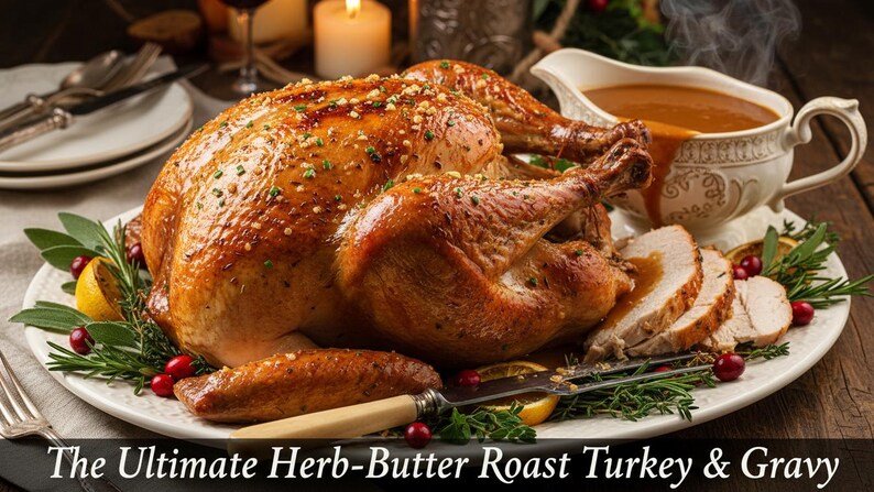 Roast Turkey Recipe | Herb Butter, Crispy Skin & Gravy - Download - Etsy