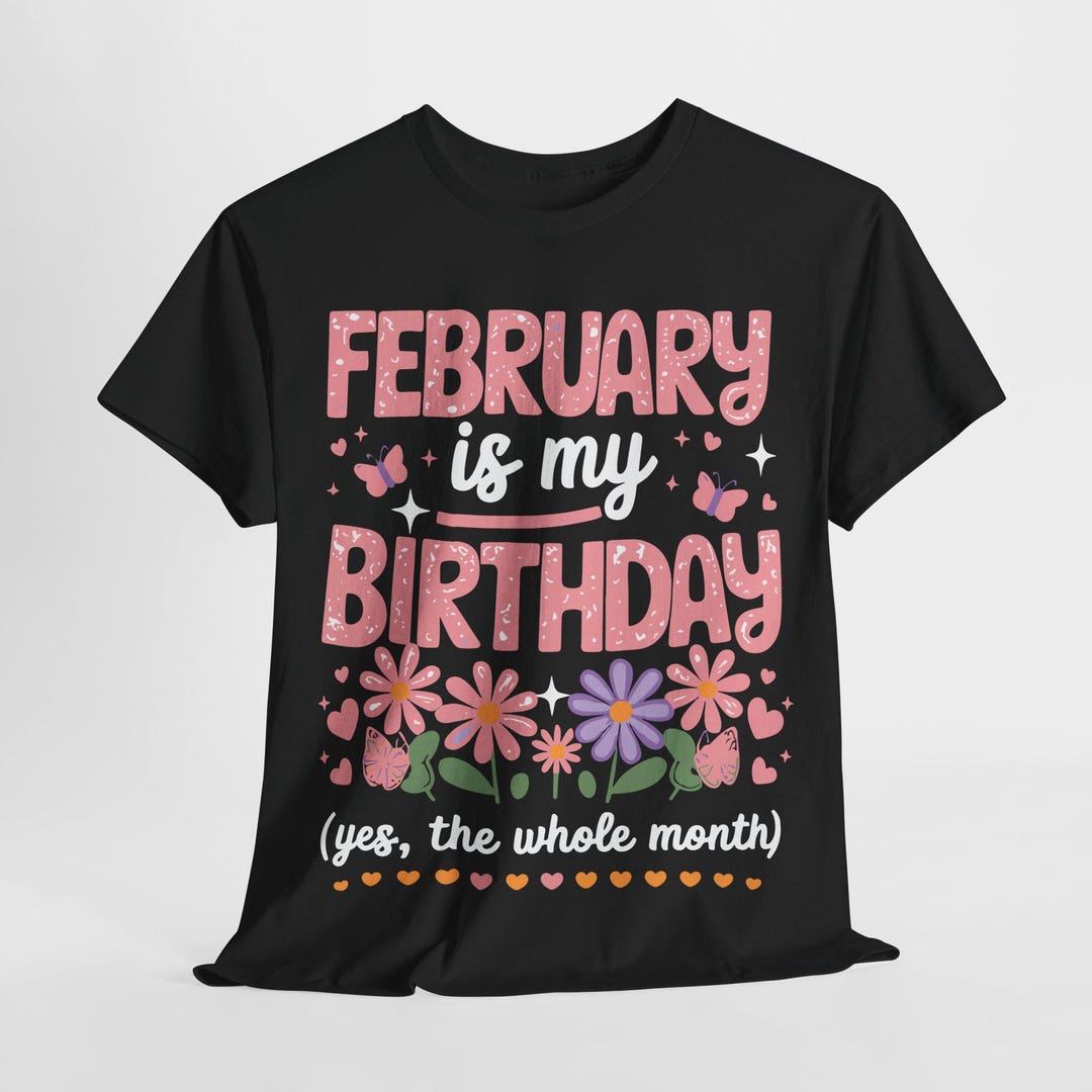 February is My Birthday PNG | Pink Floral & Butterfly Design | Cute ...