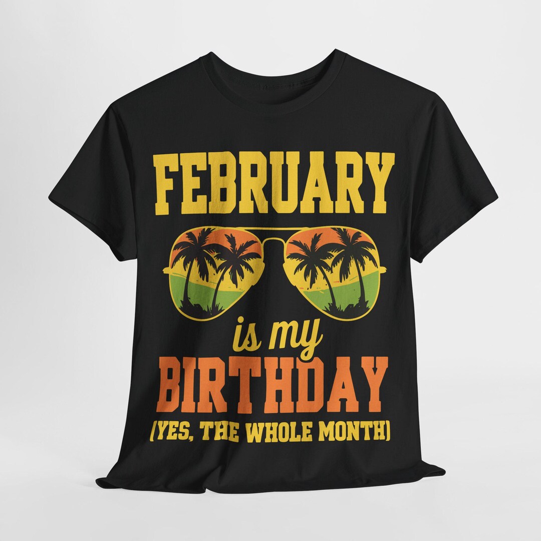 February is My Birthday PNG | Retro Tropical Palm Tree Design | Bold ...