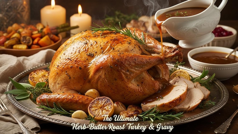 Roast Turkey Recipe | Herb Butter, Crispy Skin & Gravy - Download - Etsy