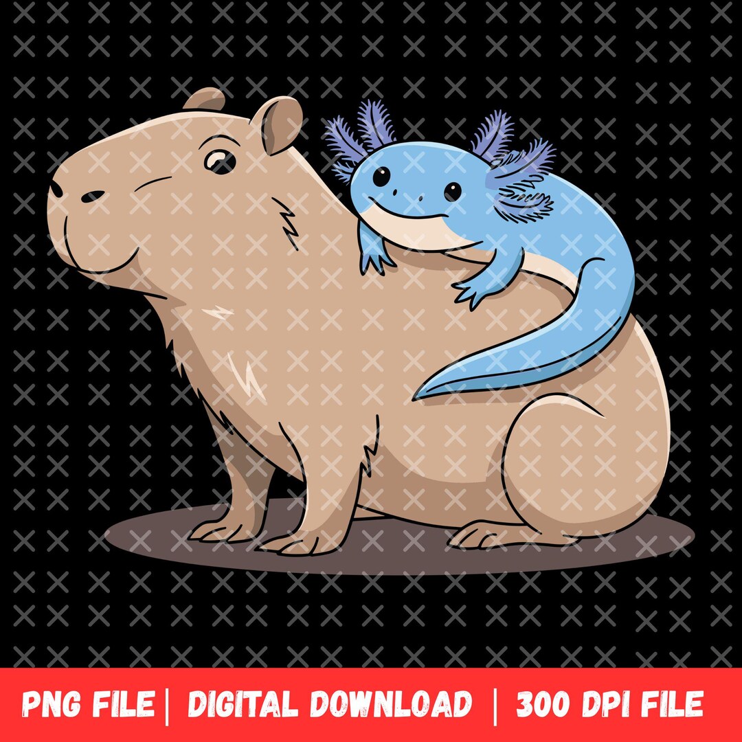 Minimalist Axolotl and Capybara PNG | Cute Animal Friends Digital ...
