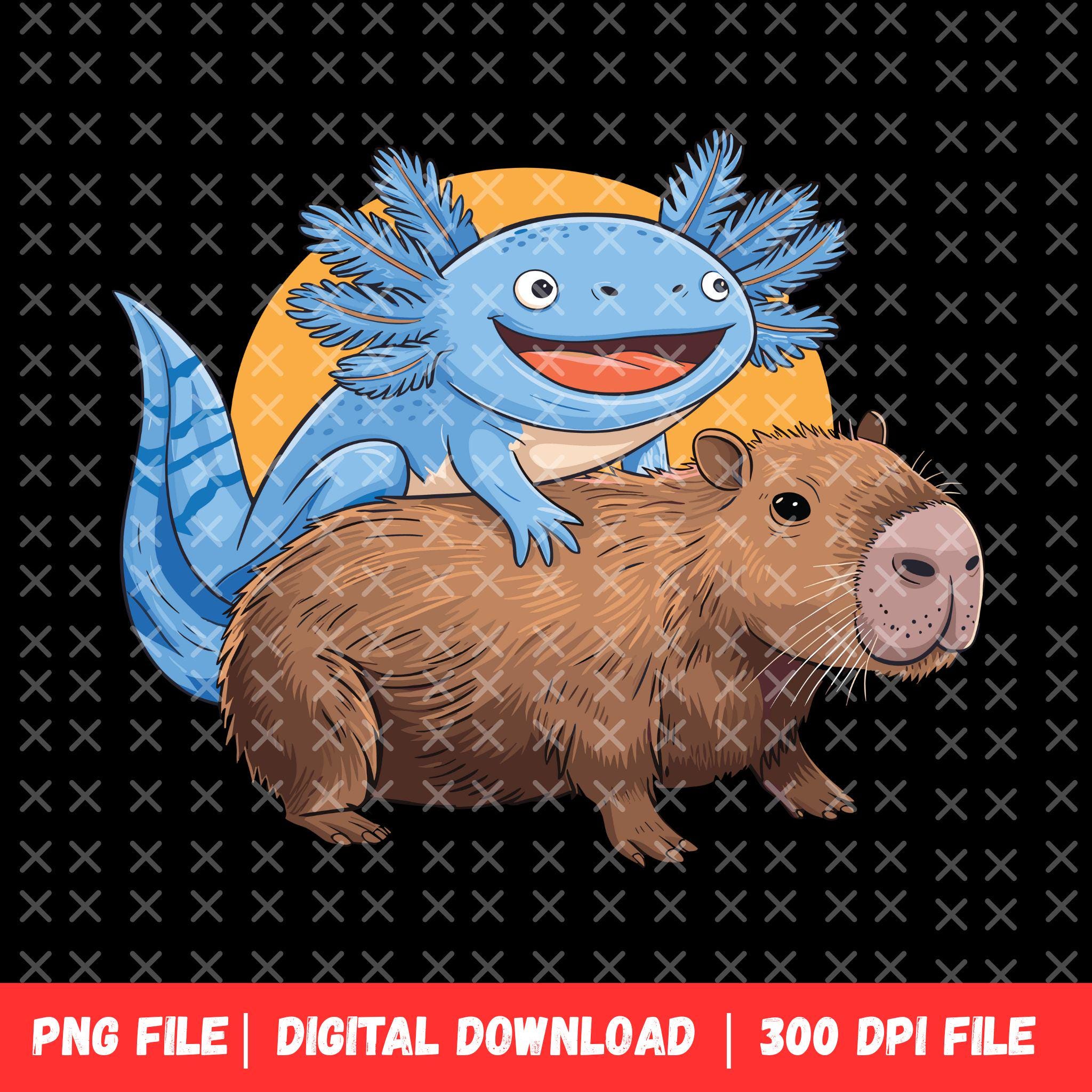 Axolotl Riding Capybara PNG: Funny Animal Digital Clipart (instant ...
