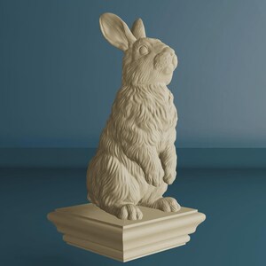 Rabbit Statue, Wooden Rabbit Newel Post Cap, Rabbit Finial for ...