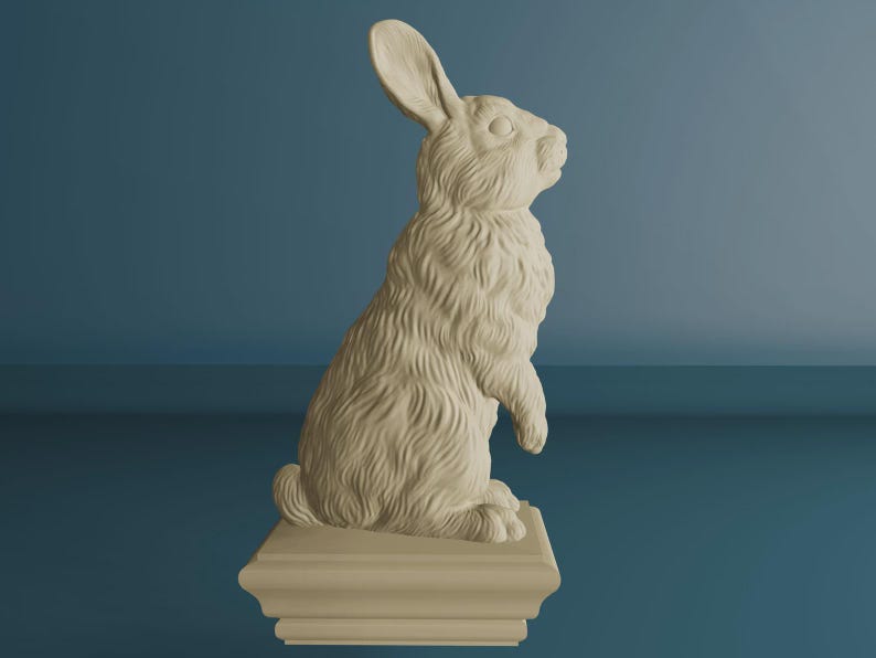 Rabbit Statue, Wooden Rabbit Newel Post Cap, Rabbit Finial for ...