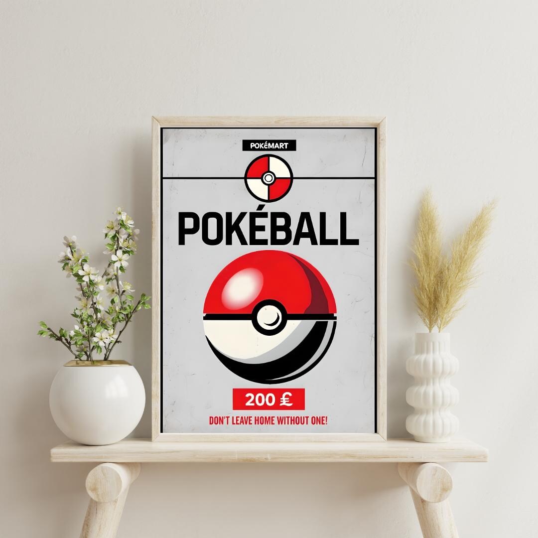 Pokemon Poster - Clean Retro Pokéball Design - Minimalistic Modern ...