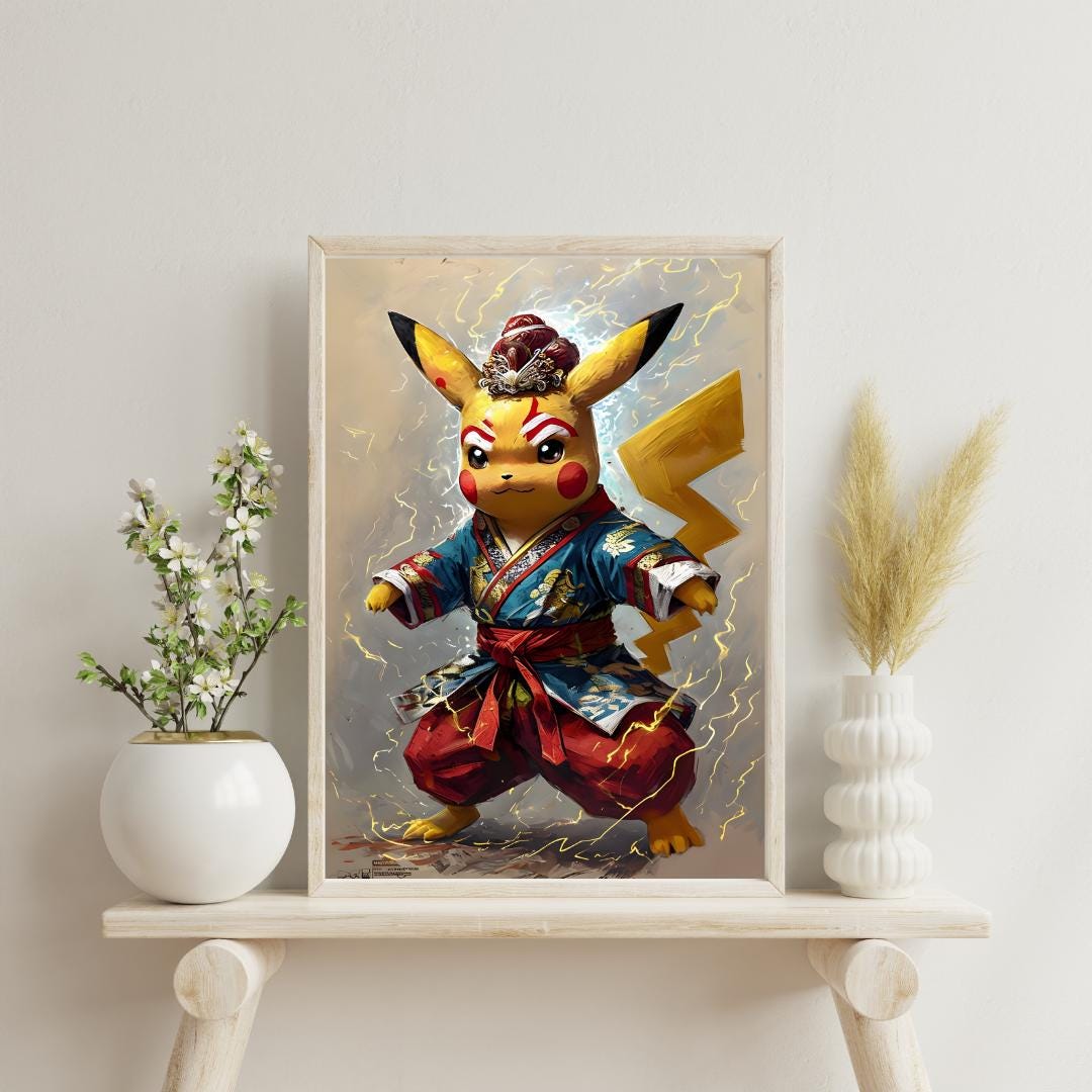 Modern Pikachu Samurai Poster- Pokemon Gift, Gaming Poster, Video Game ...